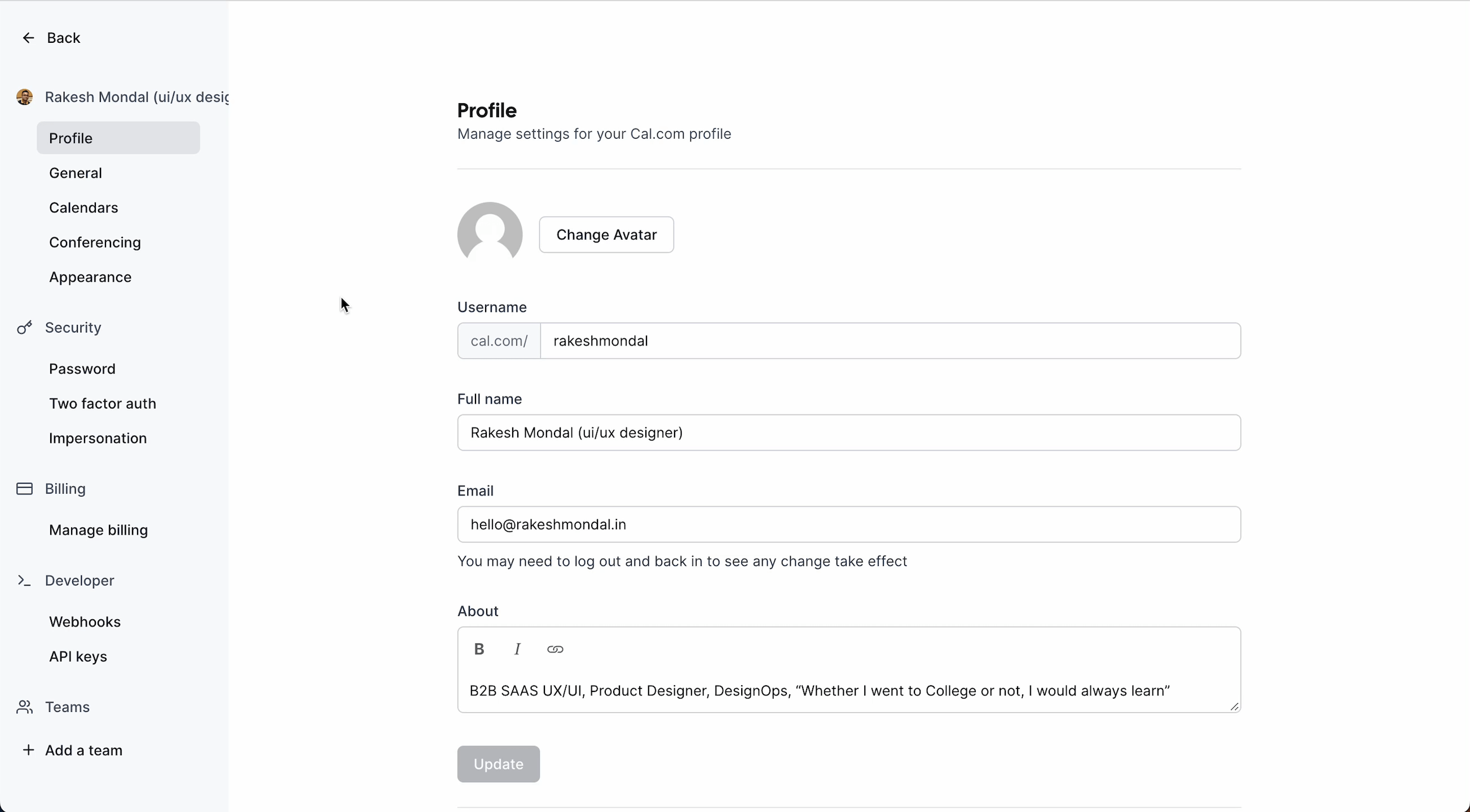 Cal.com | UI, UX Design | SaaS | Application Design | saas ui